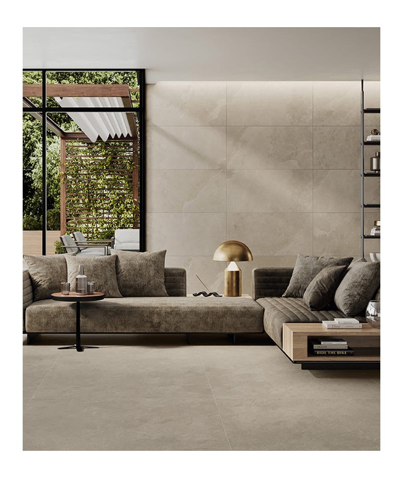Carrelage extérieur : Grès cérame Beige - Khaki Ardoise, marque Caesar Ceramiche